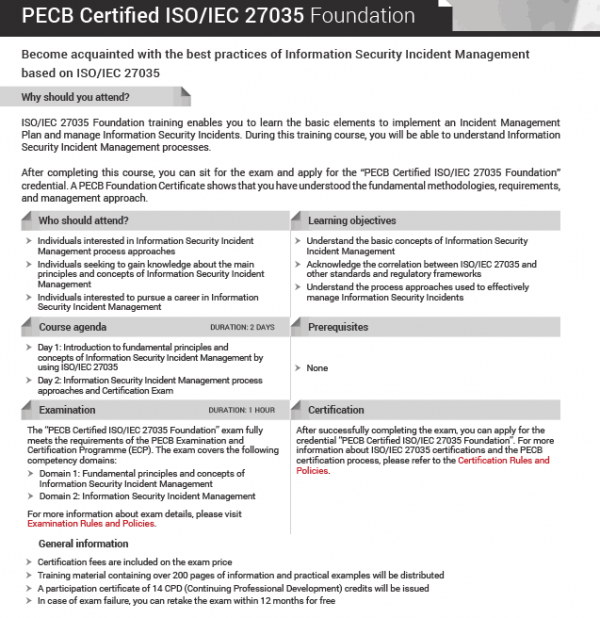 Information Security Incident Management Foundation - ISO 27035