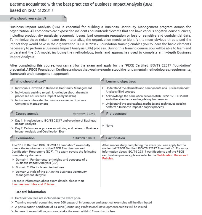 Business Continuity Management Introduction - ISO 22301