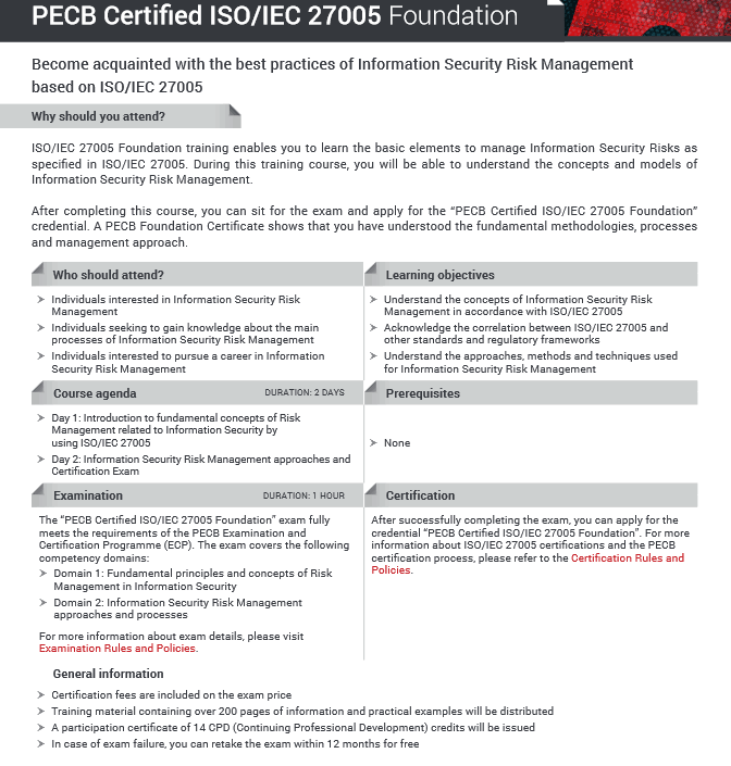 Information Security Risk Management Foundation ISO 27005