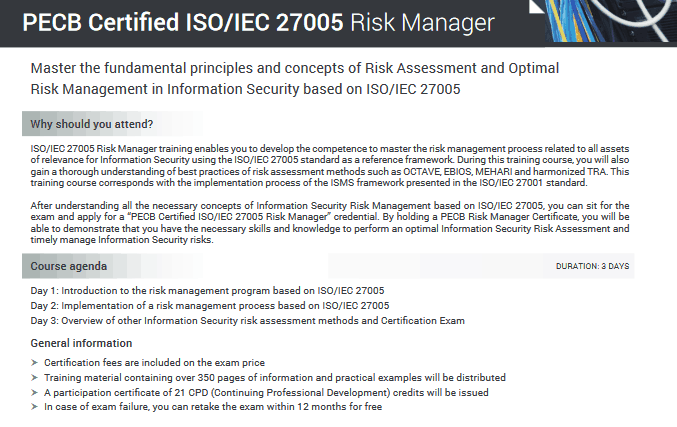 Information Security Risk Management Risk Manager ISO 27005